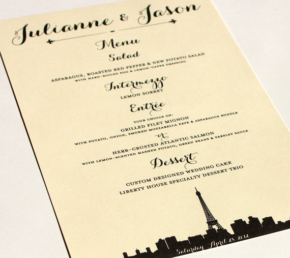 French Wedding Menu