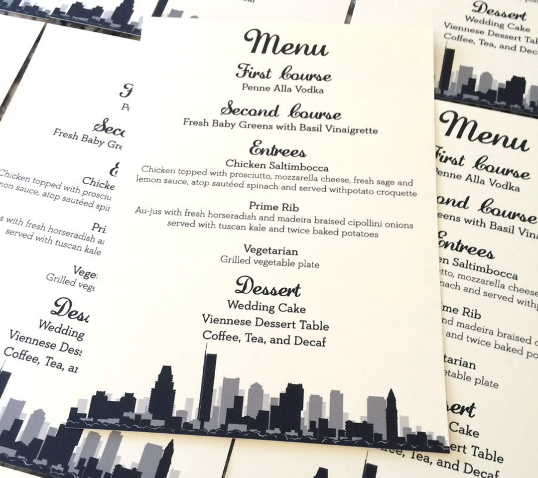 Boston Skyline Wedding Menu: Custom Printable or Printed - Etsy