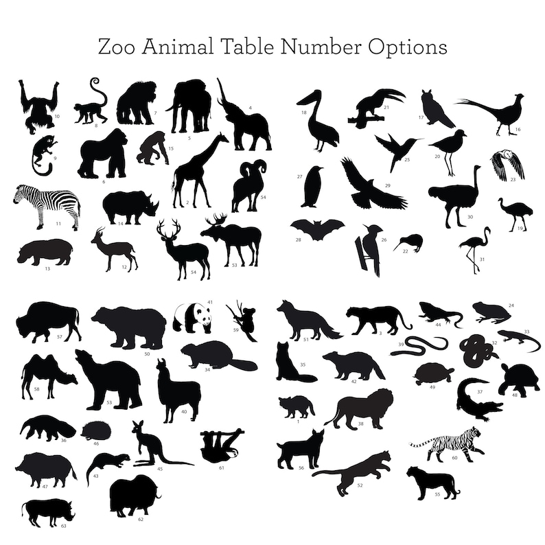Zoo Animals Wedding Seating Chart Printable (digital Download) - Etsy ...