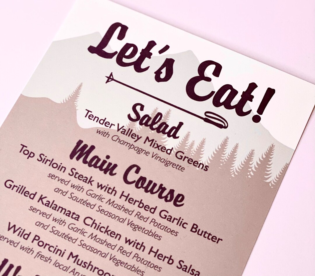 Ski Mountain Menu for Weddings or Events, Customized to Your Details ...