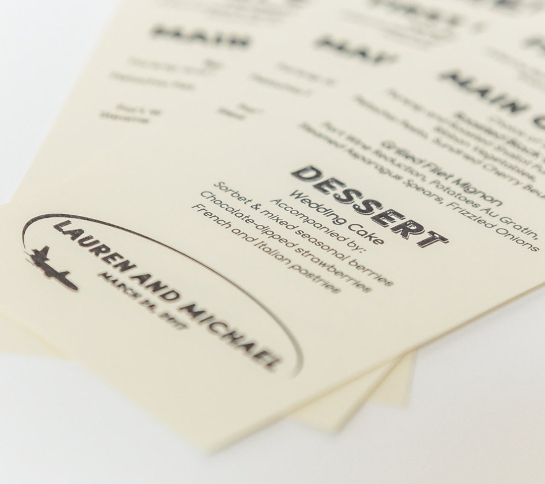 Custom Airplane Wedding Menu: Travel Theme, Printable or Printed - Etsy