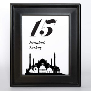 Printable World Landmarks Table Number Wedding Reception Bar Mitzvah ...