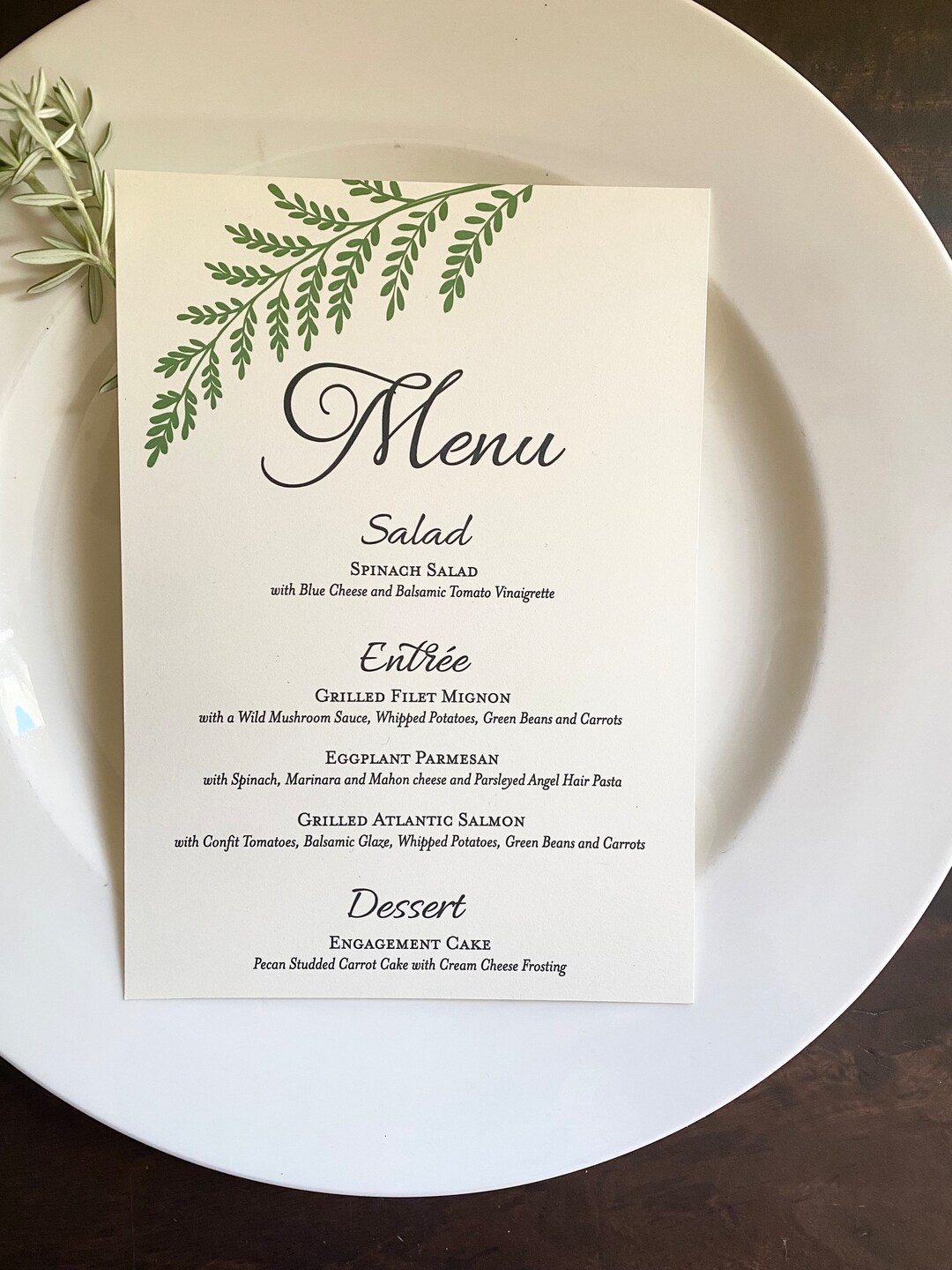 Fern Wedding Menu: Botanical Theme for Parties or Events, Printable or ...