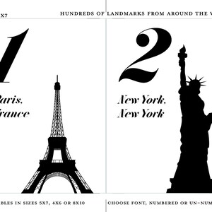 Printable World Landmarks Table Number: Travel Wedding Decor ...