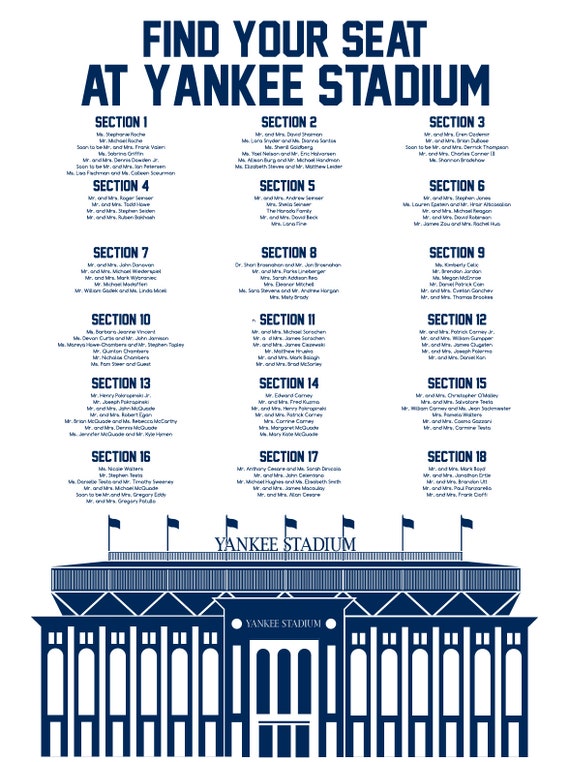New York Yankees Seating Chart Print Of New York NY Yankee Stadium