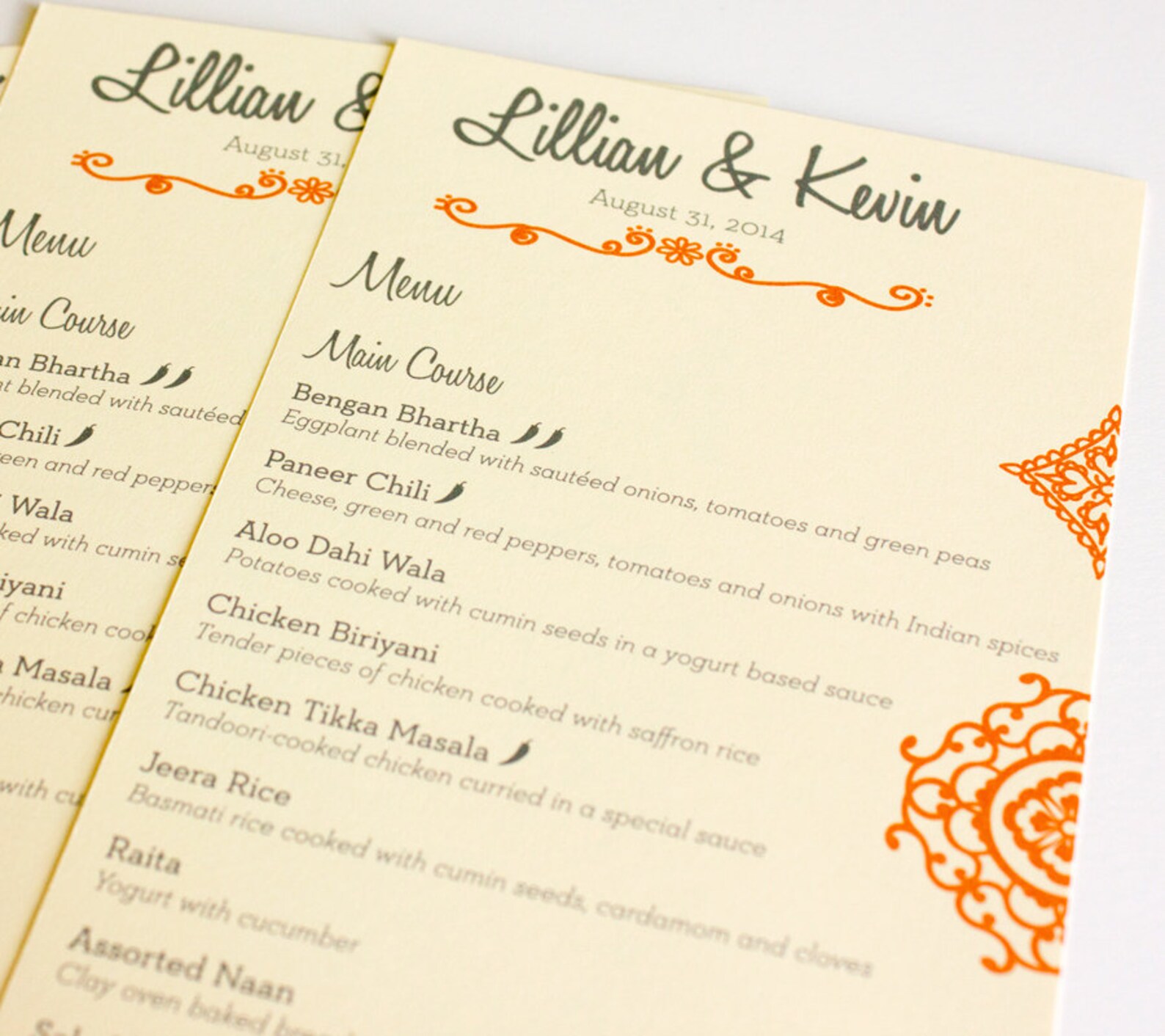 Custom Mehndi Wedding Menu: Indian Wedding, Printable or Printed - Etsy