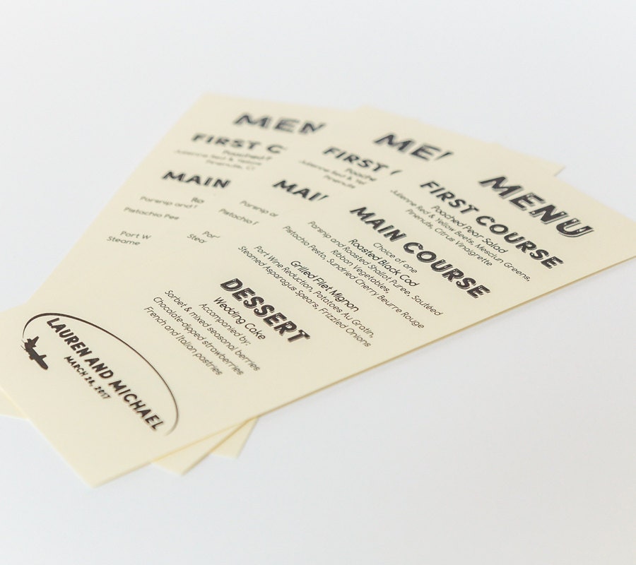 Custom Airplane Wedding Menu: Travel Theme, Printable or Printed - Etsy