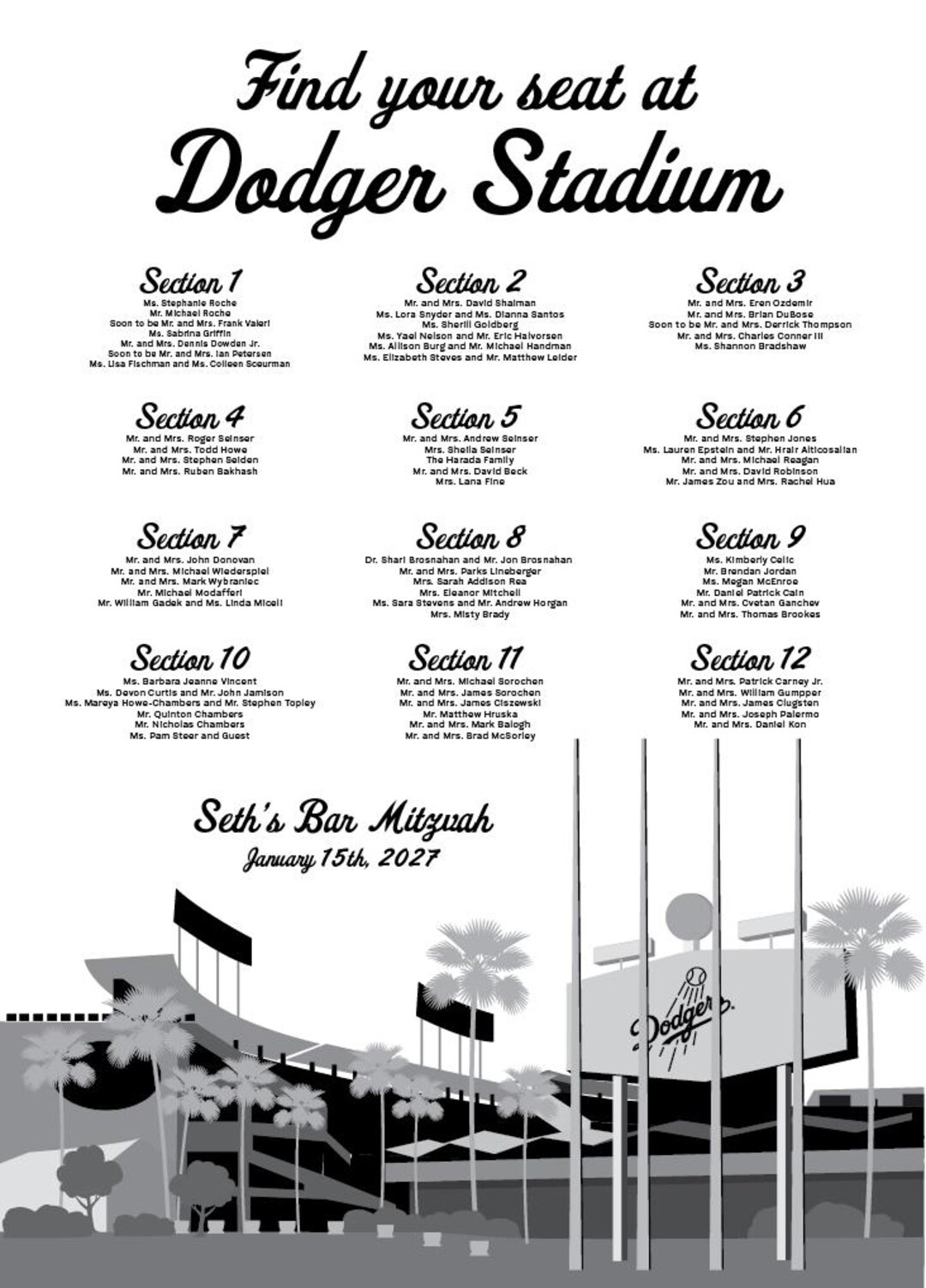 Dodger Stadium Seating Chart: Wedding, Bar Mitzvah (customized ...