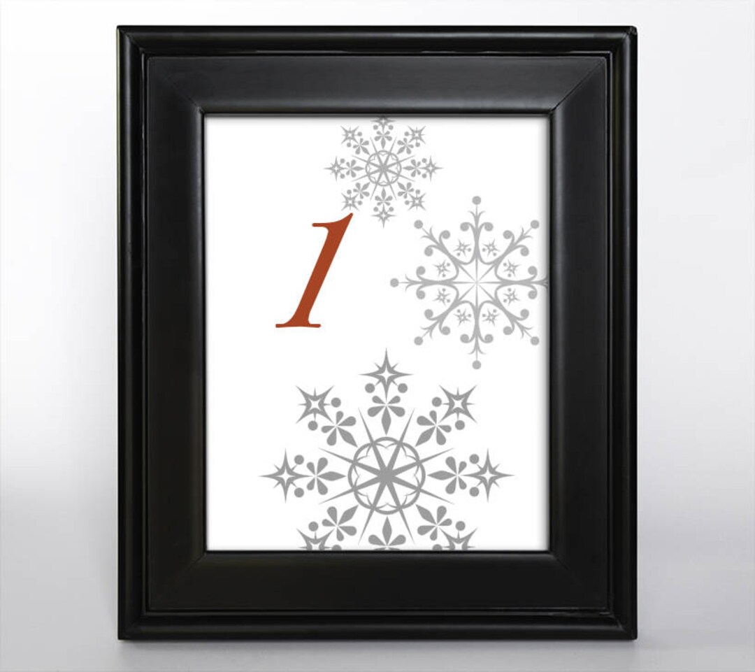 Snowflake Table Numbers 1-40: Red & Gray Winter Wedding (digital ...