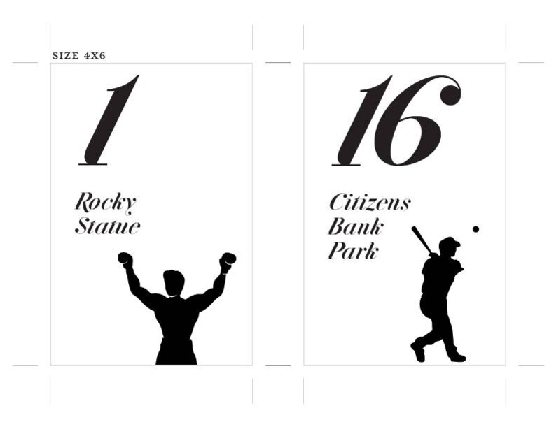 Printable Philadelphia Table Number Reception Wedding Decor | Etsy