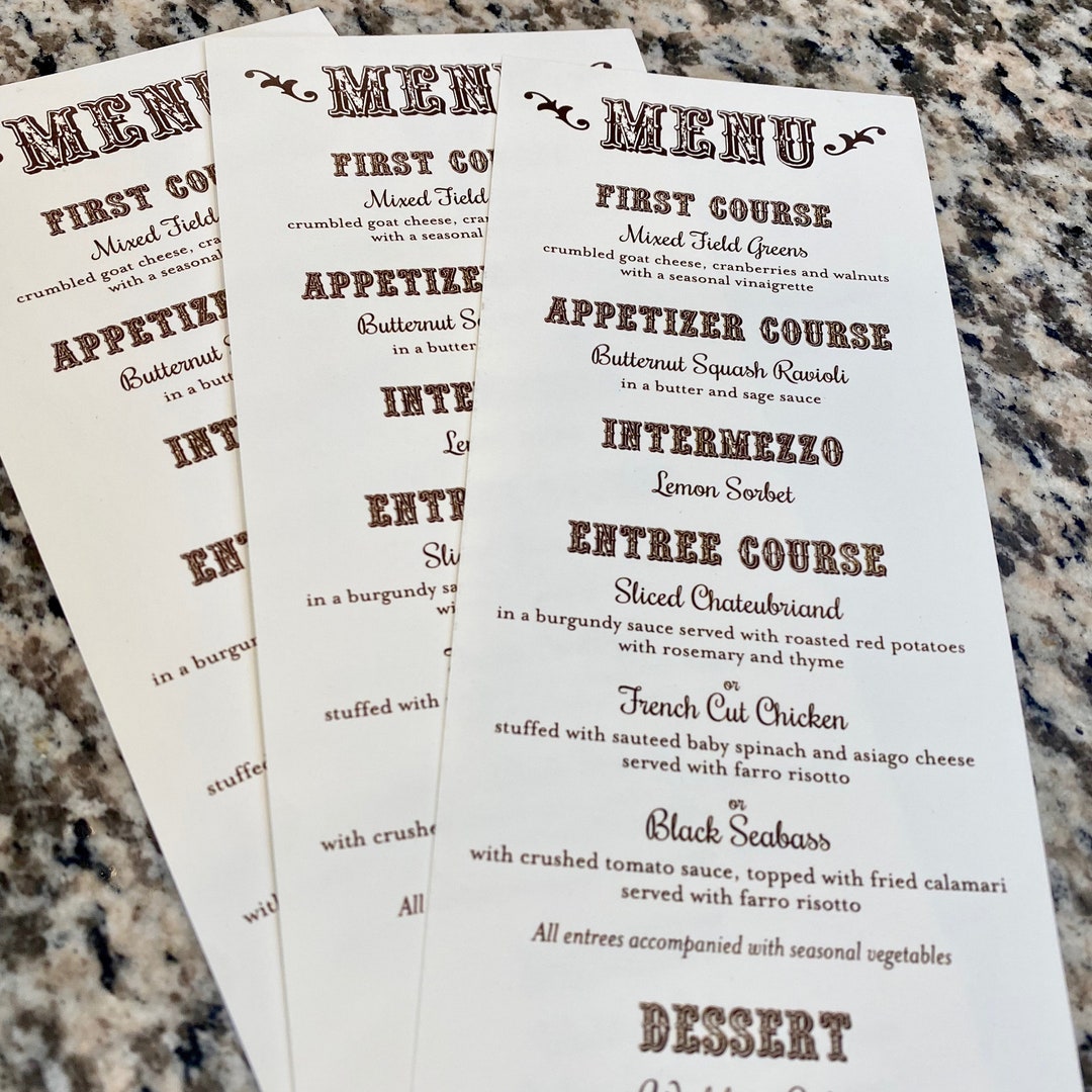 Rustic Western Wedding Menu: Custom Printable or Printed - Etsy