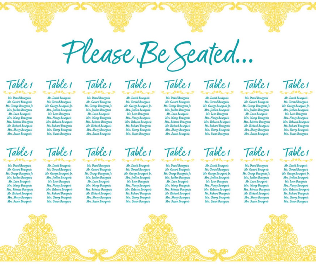 Mehndi Style Printable Seating Chart for Indian or boho weddings, sent ...