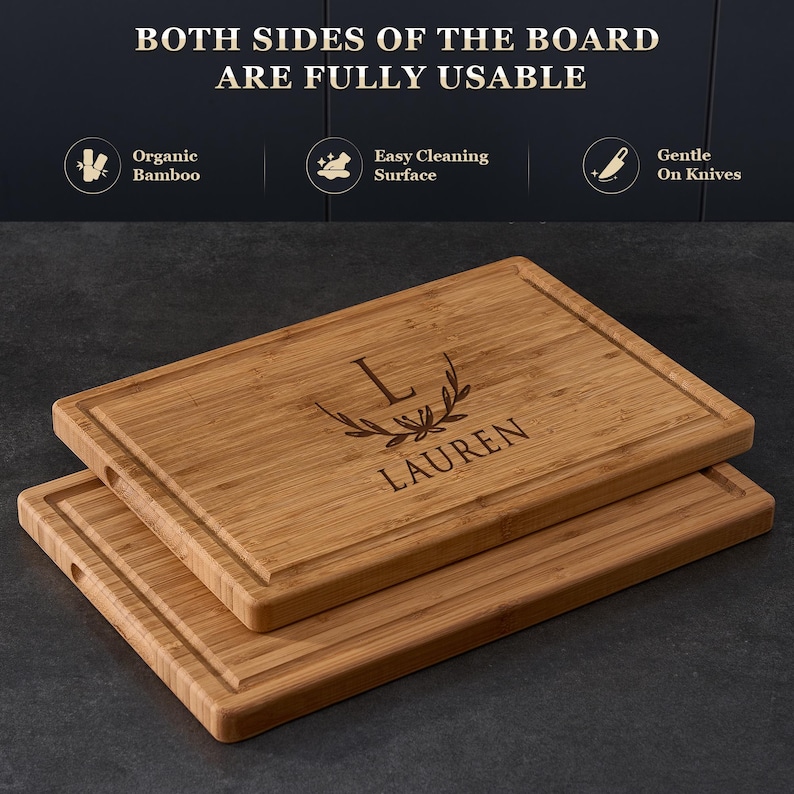 Personalized Handcrafted Bamboo Cutting Board, Custom Engraved Wedding ...