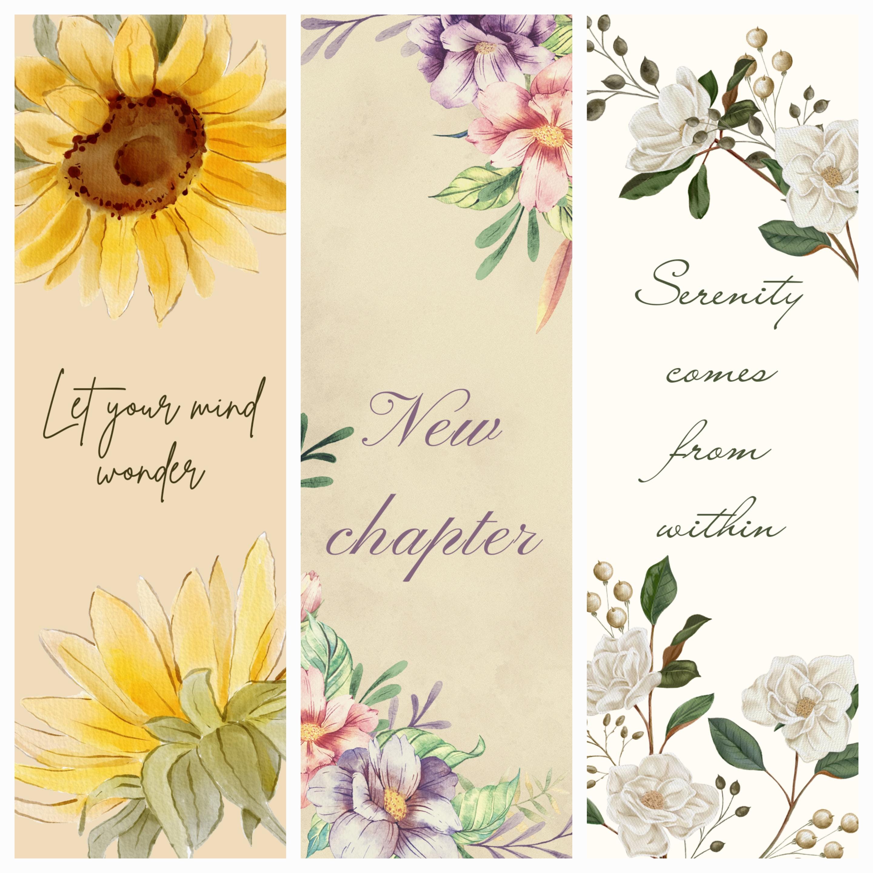 Cute Flower Design Bookmark , Printable - Etsy