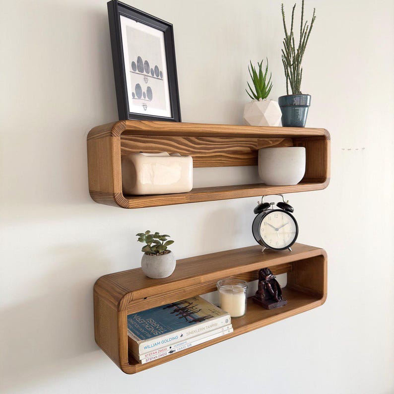 Mensola galleggiante in legno curvato fatta a mano – Decorazione da ...