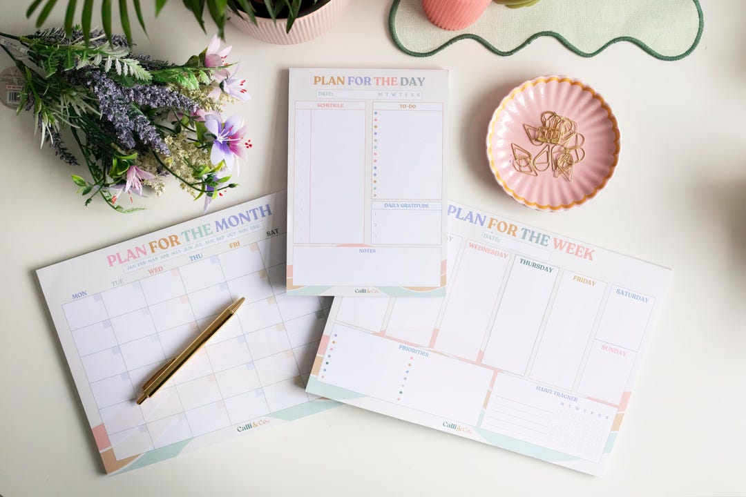 Plan for the Day, Week & Month Bundle | A5 A4 Planner Pads | Daily ...