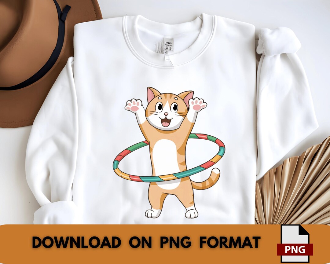 Hula Hoop Cat PNG Clipart, Cute Cat Digital Download, Perfect for T ...