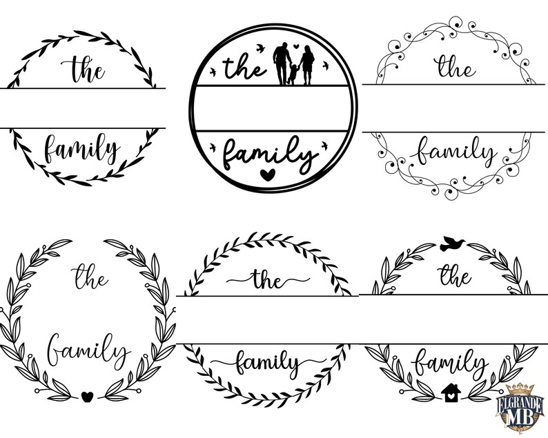 Family Name Monogram SVG Bundle: Floral Frame Designs (digital Download ...