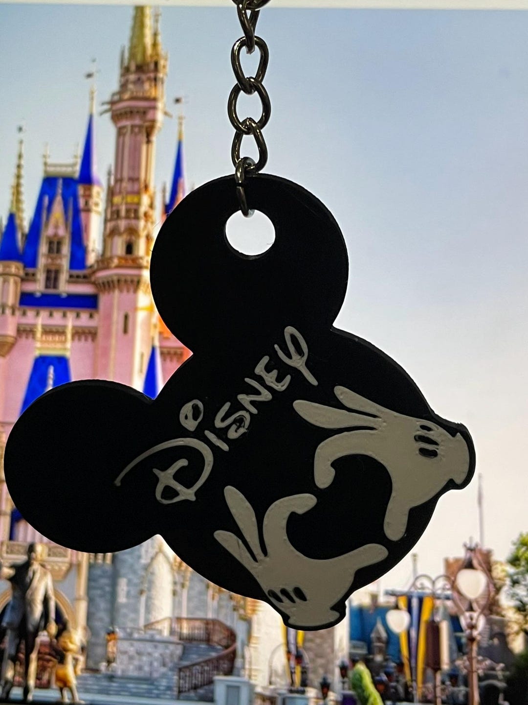 Mickey Mouse Silhouette and Hands Keychain - Etsy