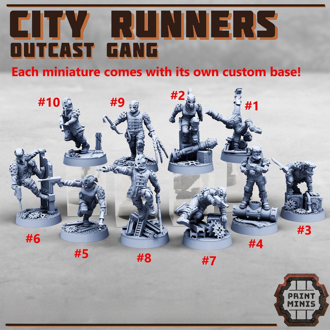 City Runners Outcast Gang, 28-32mm Resin Miniatures - Etsy