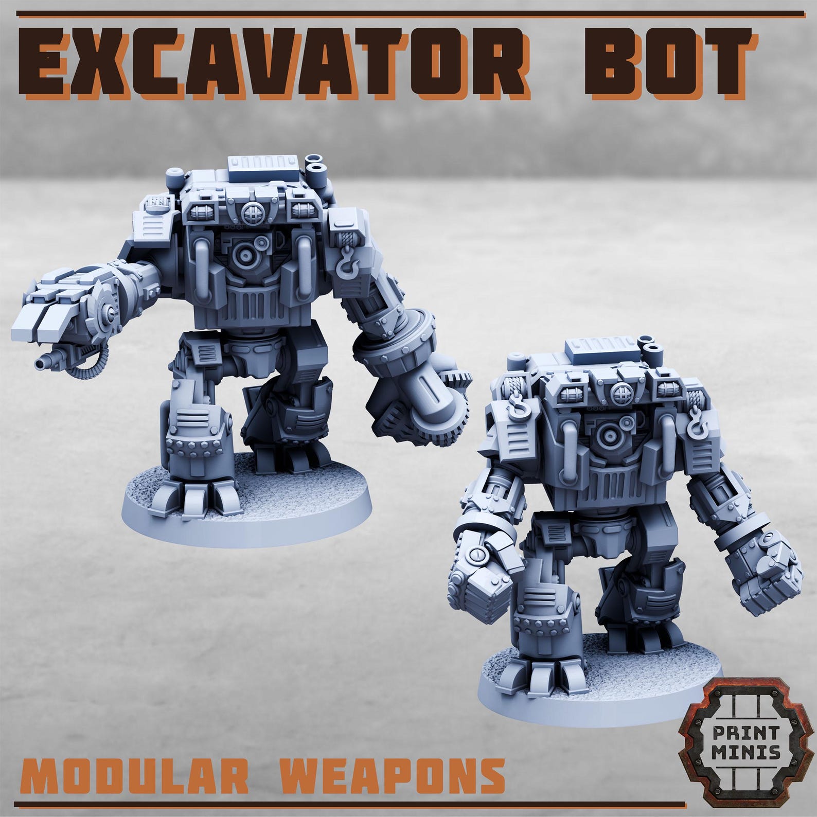 Excavator Bot | 3D Printed Miniatures by Print Minis | Abs-like Resin ...