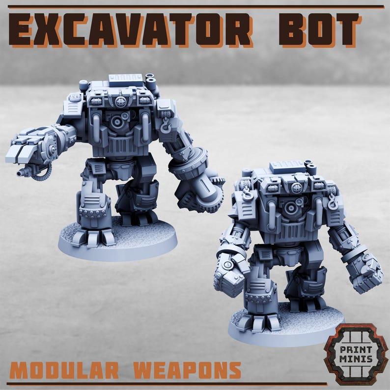 Excavator Bot | 3D Printed Miniatures by Print Minis | Abs-like Resin ...