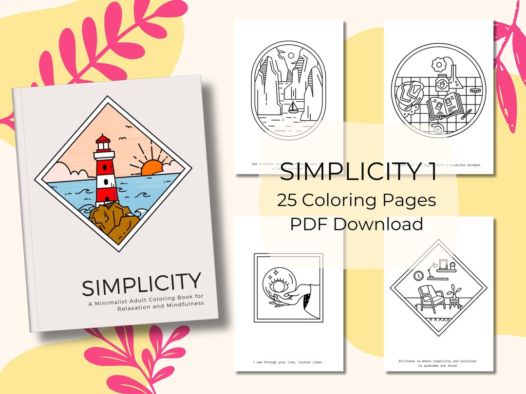 Simplicity 1: 25 Coloring Pages - Etsy