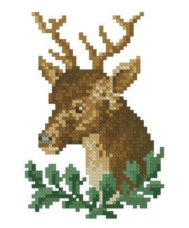 Stag's Head Antique Pattern for Berlinwork or Cross Stitch - Etsy