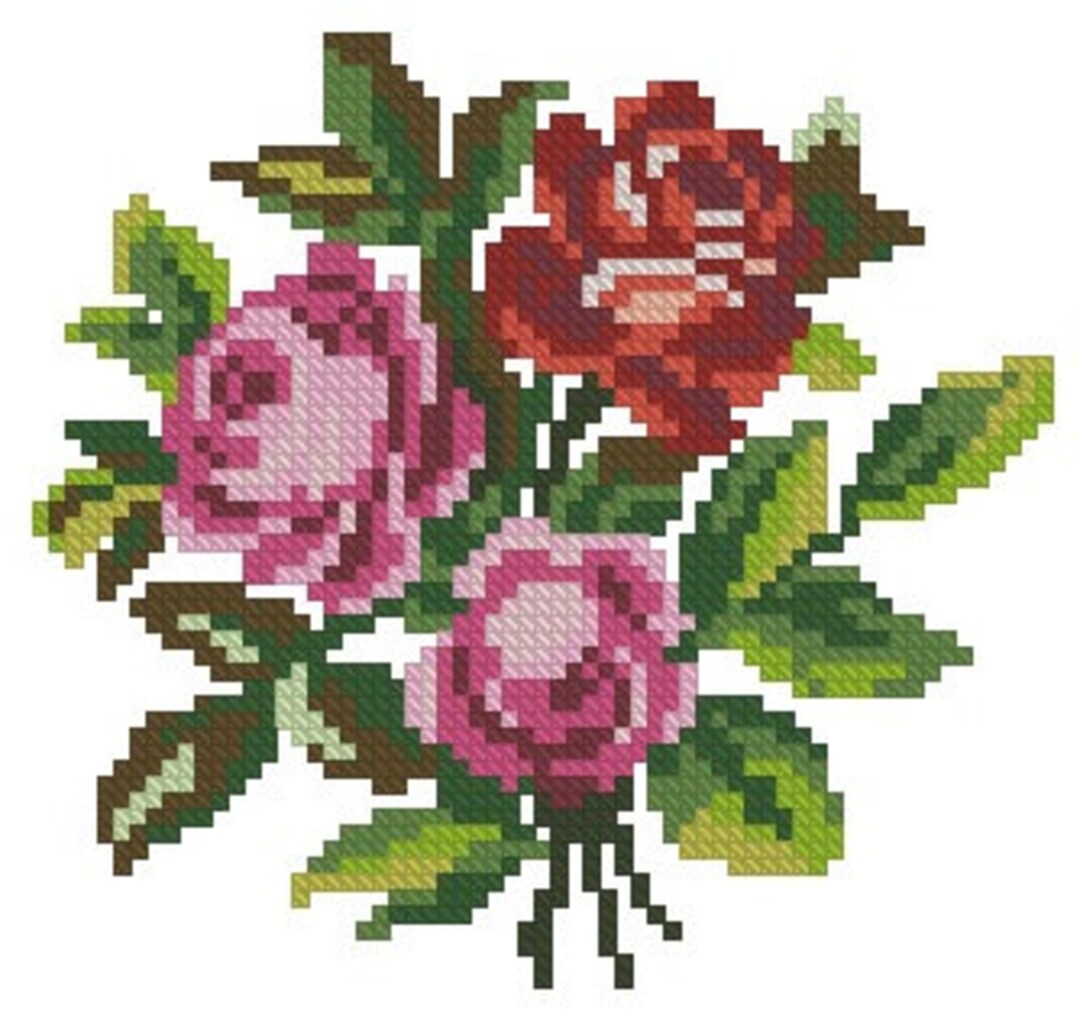 Small Roses Antique Cross Stitch Digital Pattern for Berlinwork - Etsy