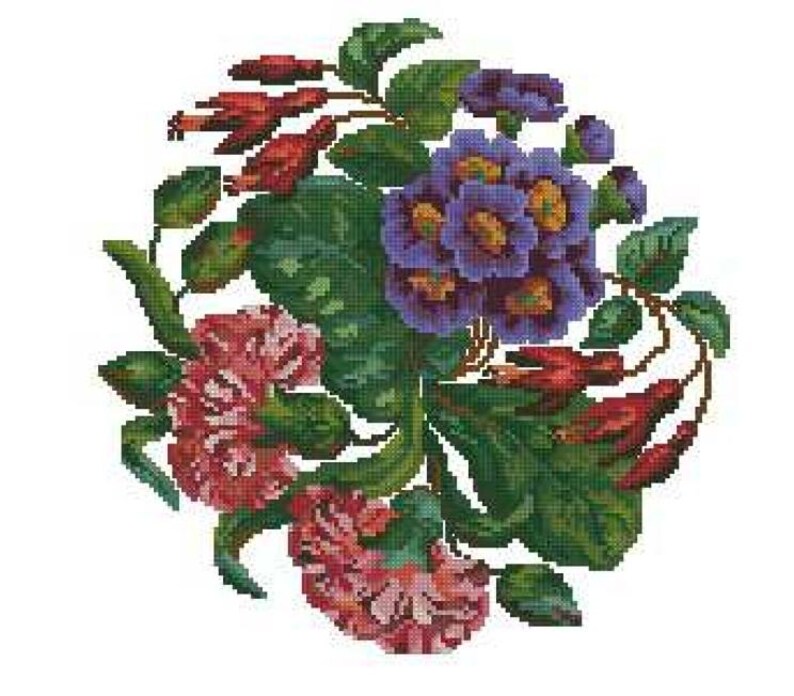 Carnations Vintage Berlin Wool Work Pattern for Cross Stitch or Petit ...