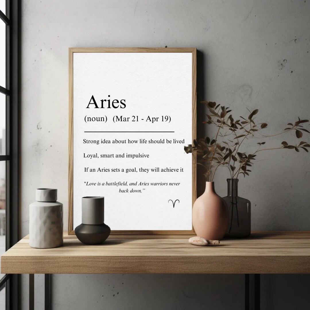 Aries Star Sign Definition Modern Dictionary Meaning Poster Star Sign ...