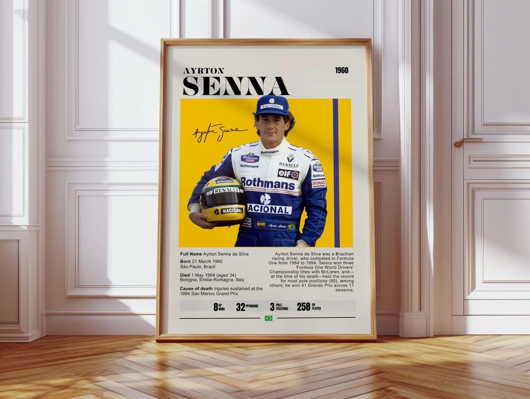 Ayrton Senna Poster, Racing Legend Wall Art, F1 Icon Print, Motorsport ...