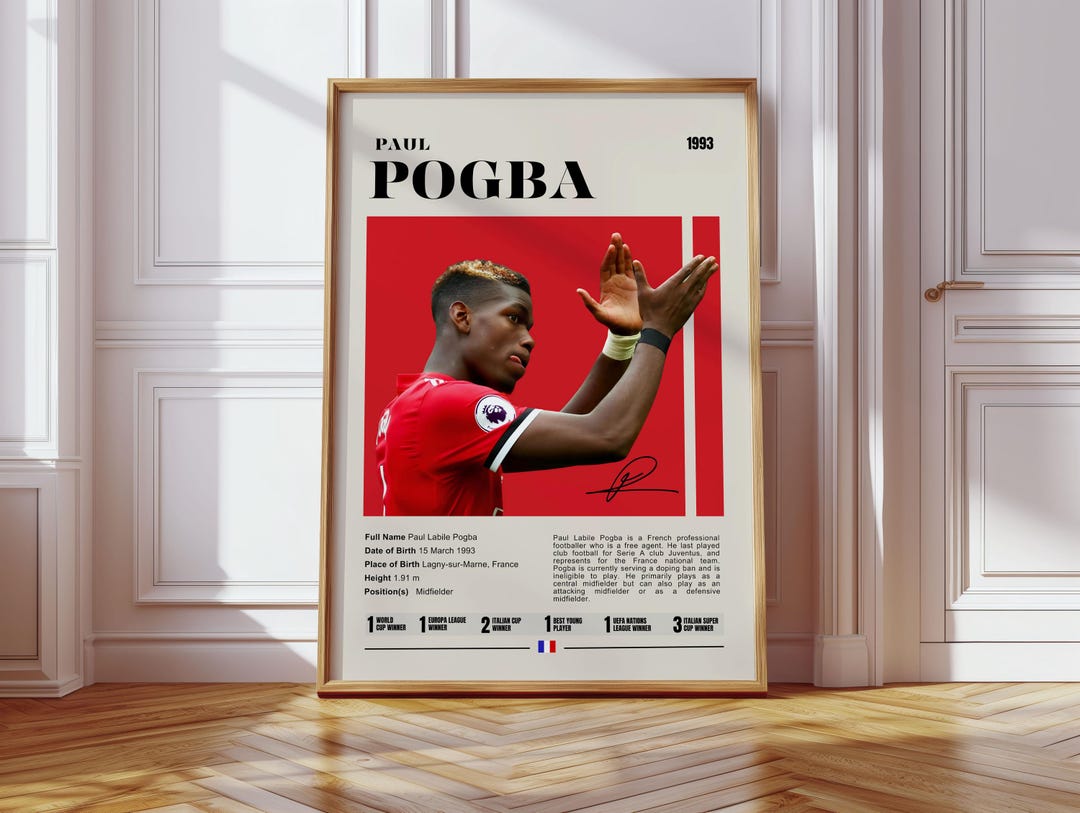 Paul Pogba Poster, France Soccer Wall Art, Football Player Print ...