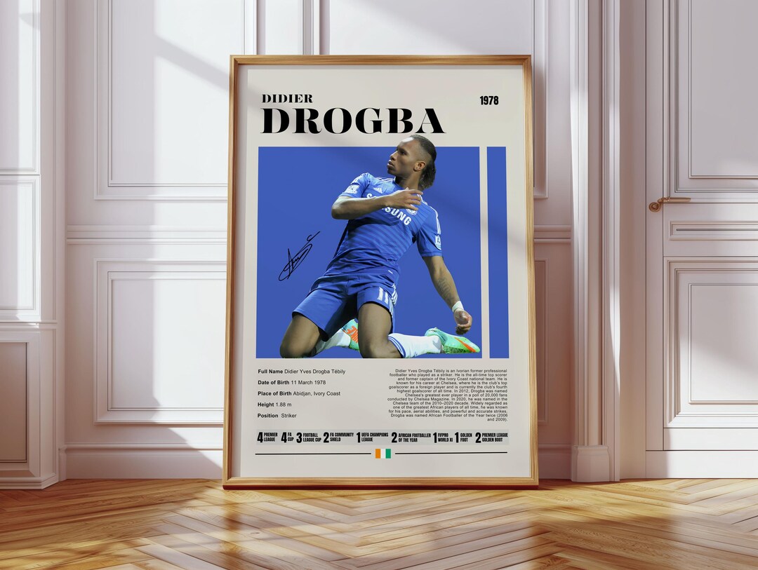 Didier Drogba Poster, Chelsea Poster, Soccer Gifts, Sports Poster ...