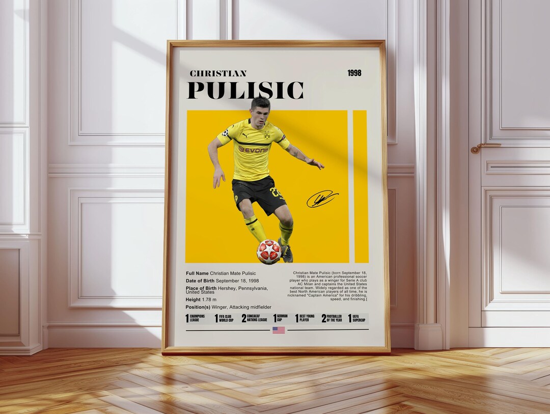 Christian Pulisic Poster, USMNT Poster, Soccer Gifts, Sports Poster ...