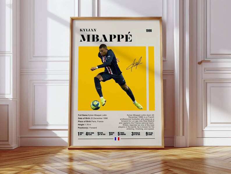 Kylian Mbappé Poster, Paris Saint Germain, Soccer Gifts, Sports Poster ...