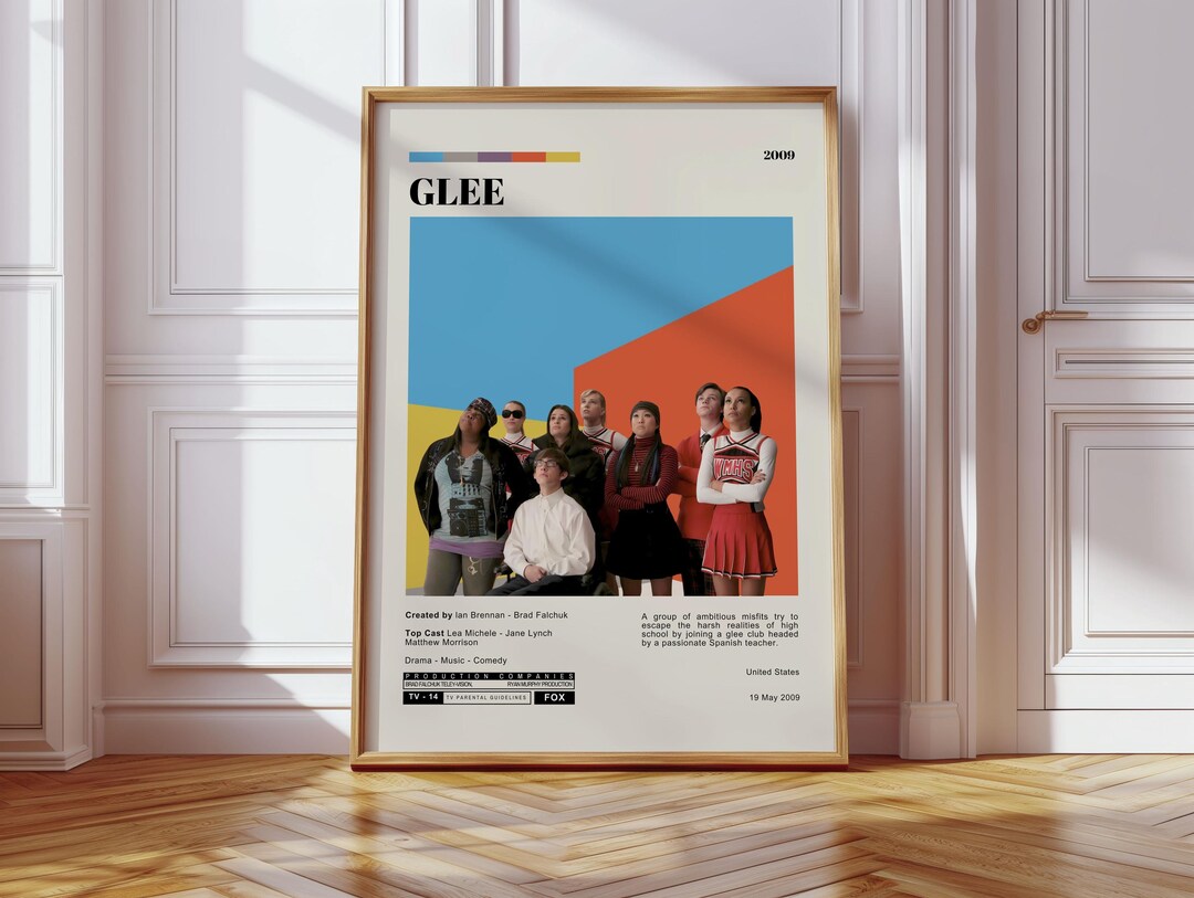 Glee Tv Series Poster, Glee Poster, Minimalist Tv Series, Vintage Retro ...