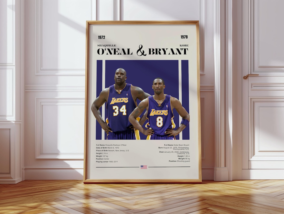 Kobe and Shaq Poster, Kobe Bryant Shaquille O'neal Print, Lakers Print ...