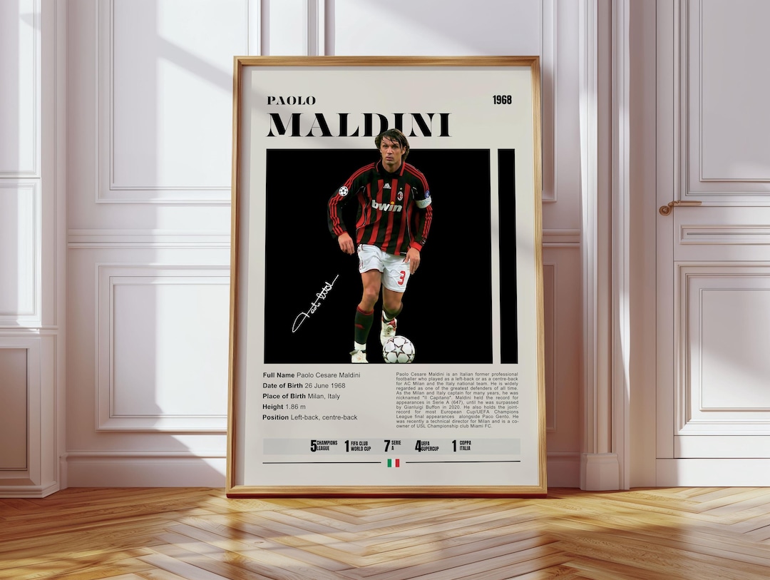Paolo Maldini Poster, AC Milan Poster, Soccer Poster, Sports Poster ...
