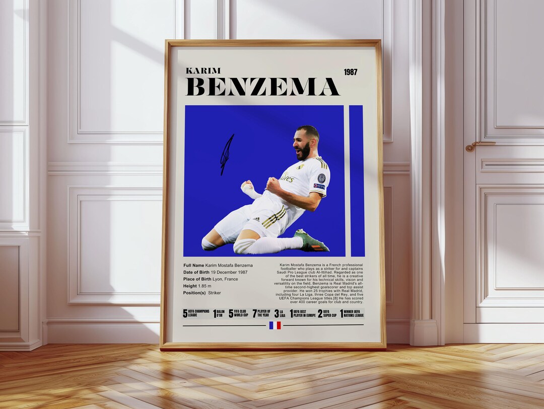 Karim Benzema Poster, Real Madrid Poster, Soccer Gifts, Sports Poster ...