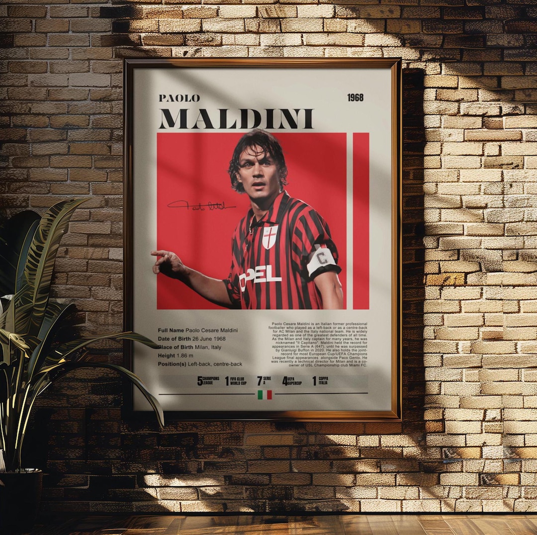 Paolo Maldini Poster, AC Milan Poster, Soccer Poster, Sports Poster ...