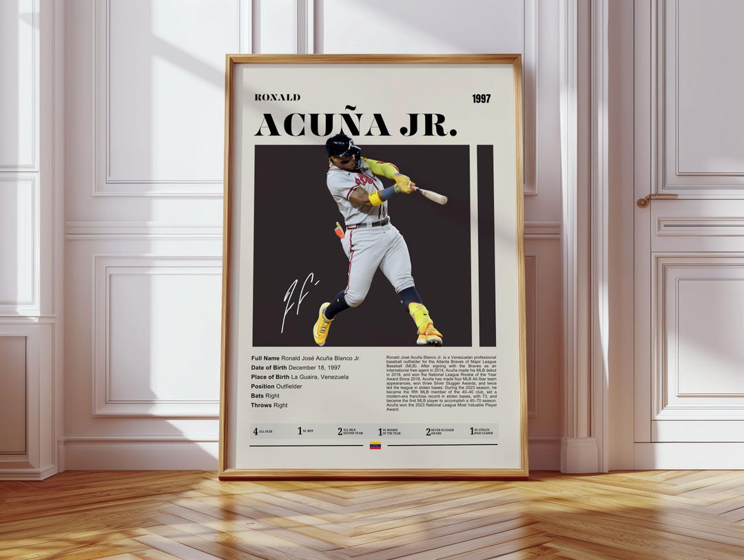Ronald Acuña Jr. Poster, Atlanta Braves Print, MLB Wall Art, Braves ...