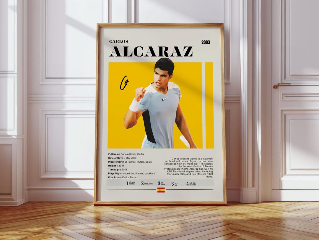 Carlos Alcaraz Poster, Tennis Print, Alcaraz Print Decor, Tennis Star ...