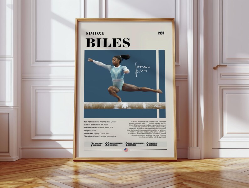 Simone Biles Poster, Gymnast Poster, Athletics Prints, Sports Poster ...