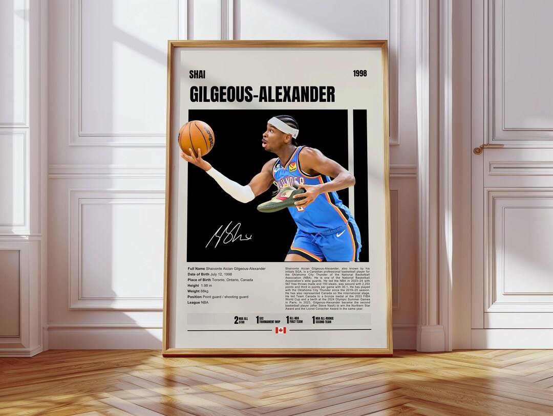Shai Gilgeous-alexander Poster, Oklahoma City Print, SGA Fan Gift ...