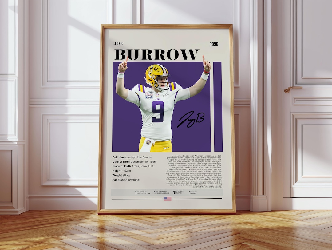 Joe Burrow Poster, Cincinnati Bengals Poster, NFL Poster, Sports Poster ...