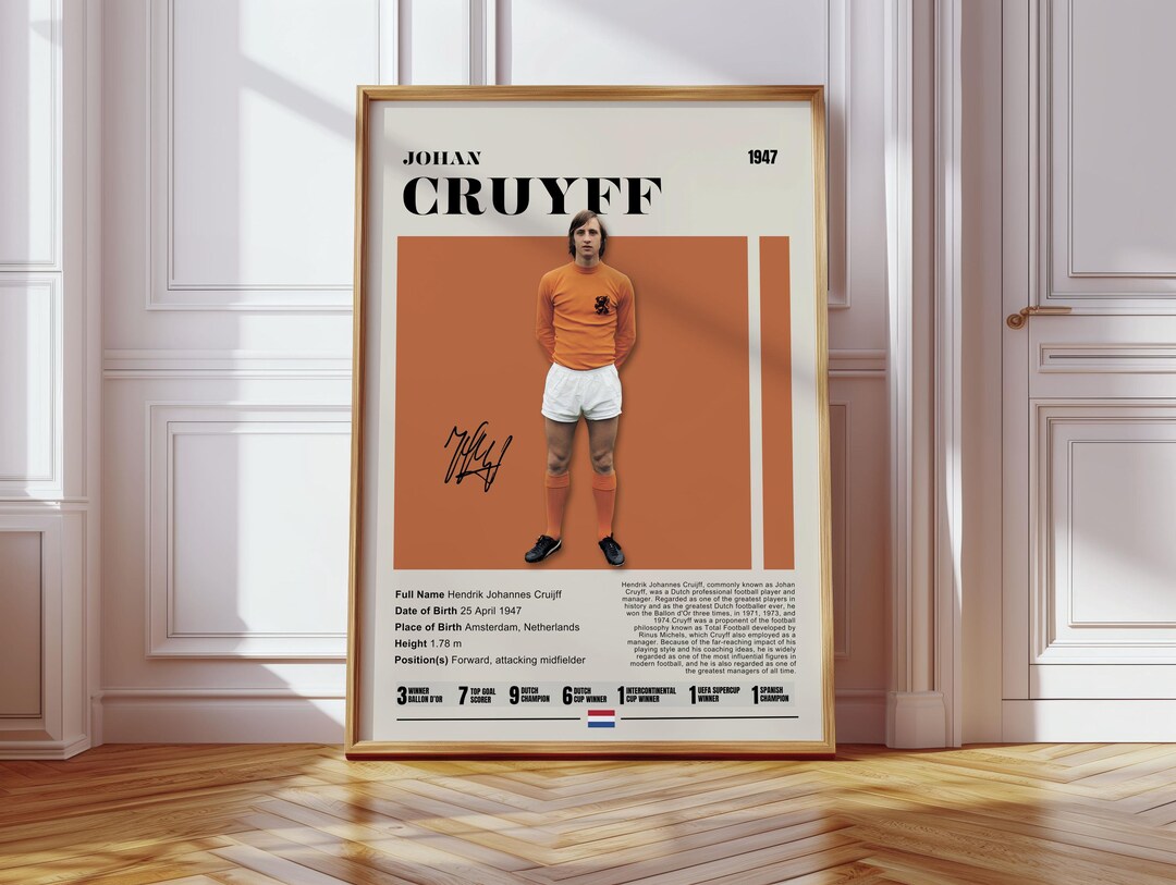 Johan Cruyff Poster,netherlands Footballer Poster,soccer Gifts, Sports ...