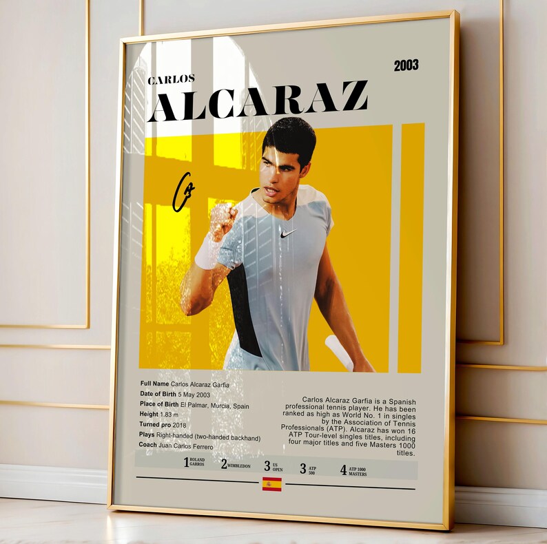 Carlos Alcaraz Poster, Tennis Print, Alcaraz Print Decor, Tennis Star ...