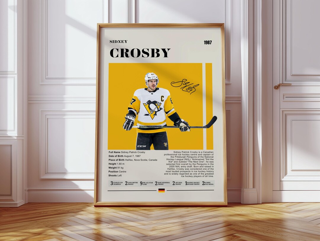 Sidney Crosby Poster, Pittsburgh Penguins Print, NHL Hockey Art, Sports ...