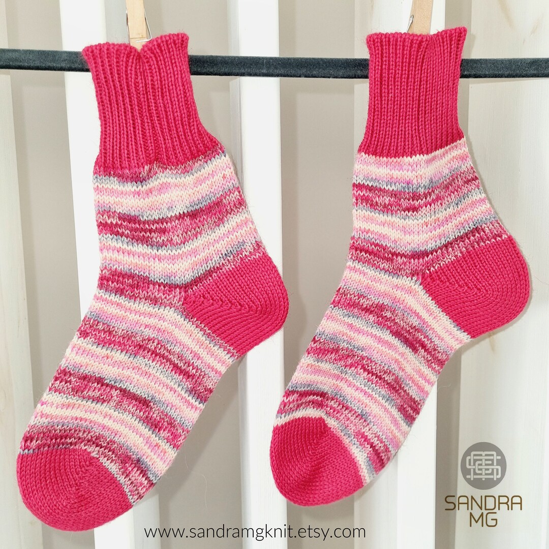 Hand Knitted Wool Socks, Pink Winter Knit Boot Socks - Etsy